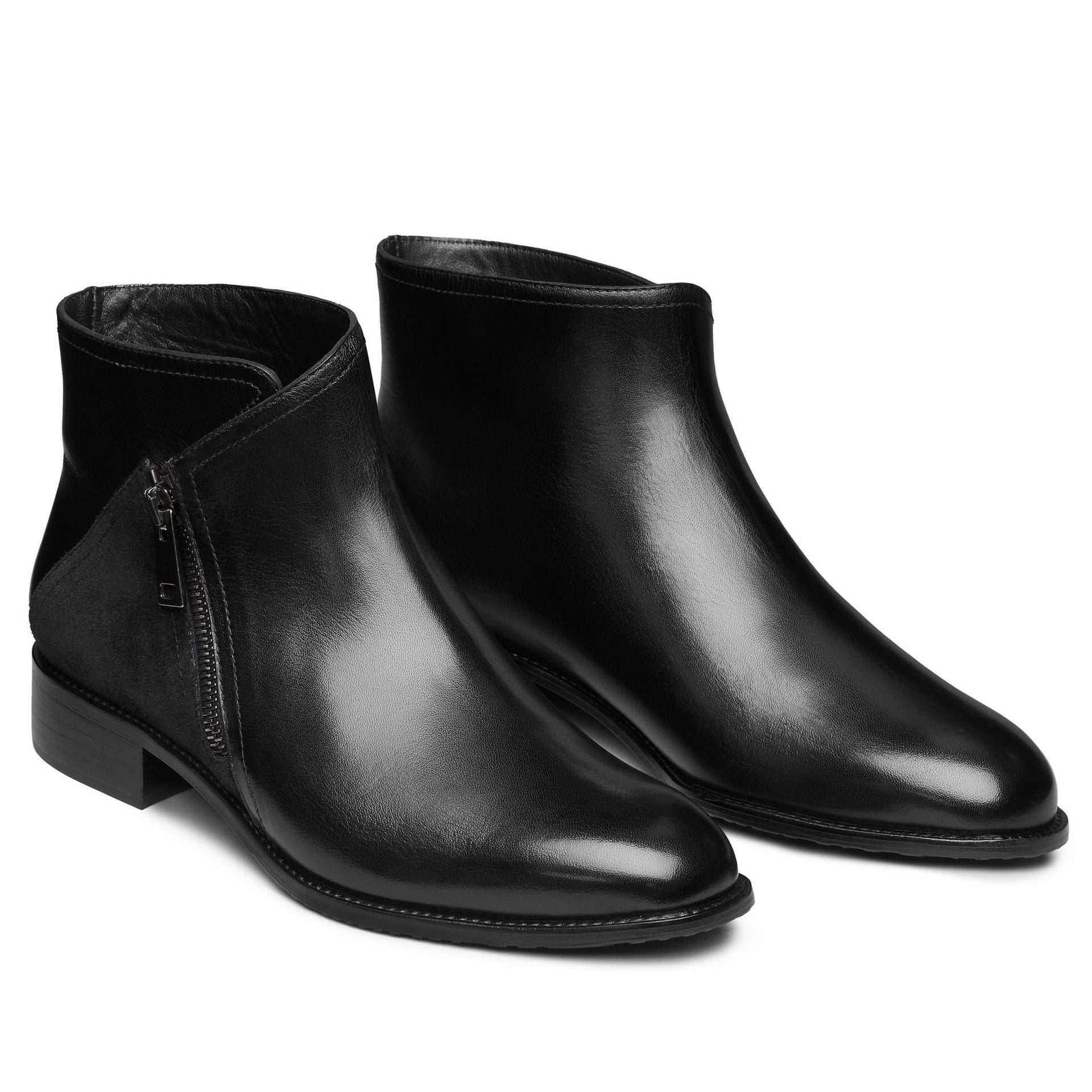 Botines de piel para dama con gamuza y cierre lateral – Jean Pierre