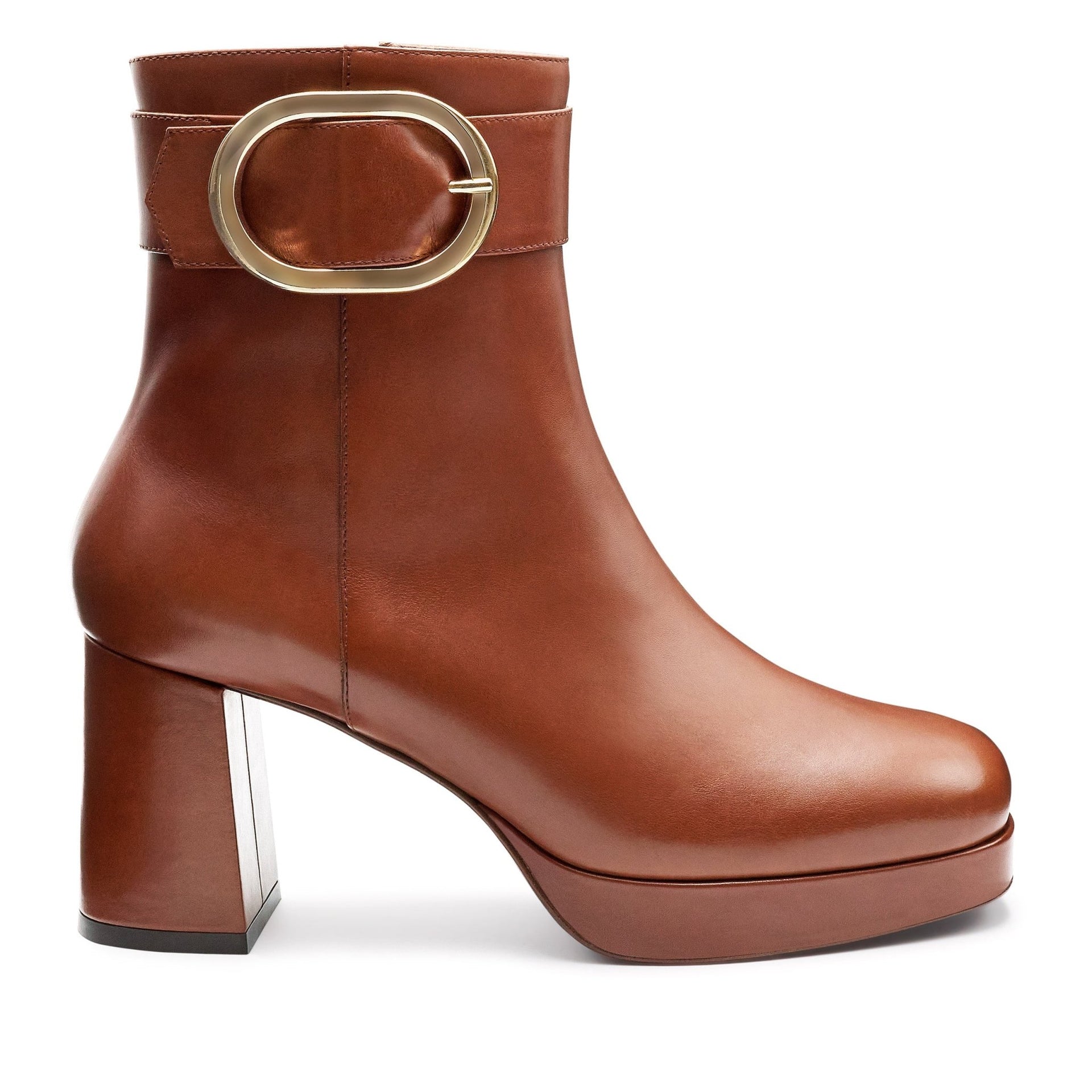 Botines de piel con plataforma y hebilla gruesa para dama – Jean Pierre