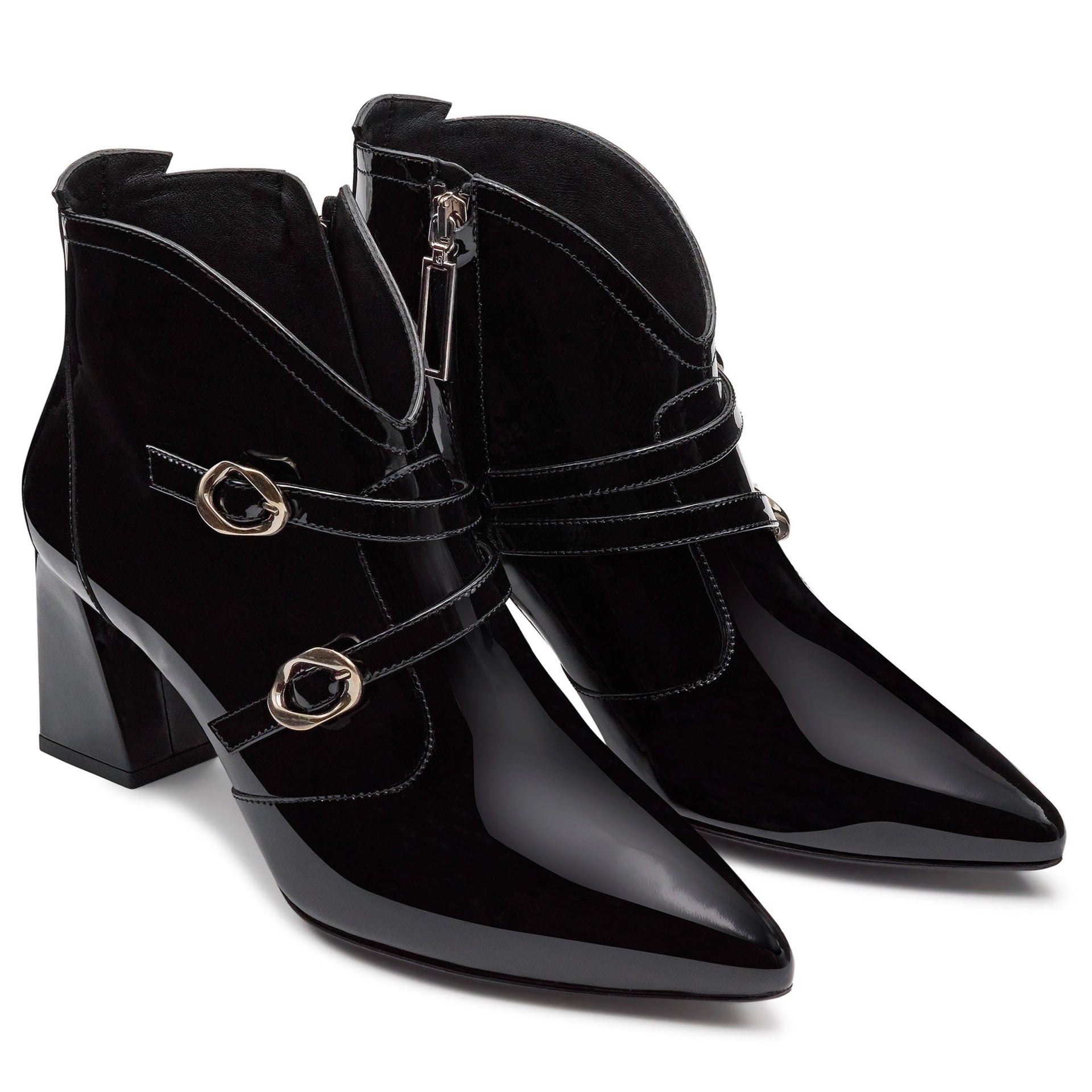 Botines de charol para dama con doble hebilla – Jean Pierre